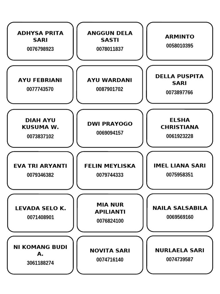 Label Nama Raport | PDF