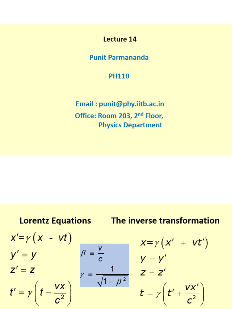 Punit Parmananda PH110 Email: Punit@phy - Iitb.ac - in Office: Room 203, 2 Floor, Physics ...