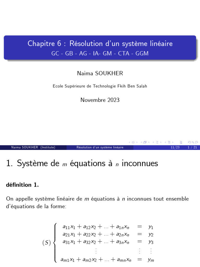Résolution de systèmes linéaires | PDF | Équations | Concepts mathématiques