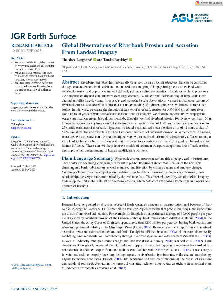 JGR Earth Surface - 2023 - Langhorst | PDF