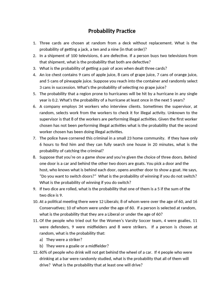Probability Practice | PDF