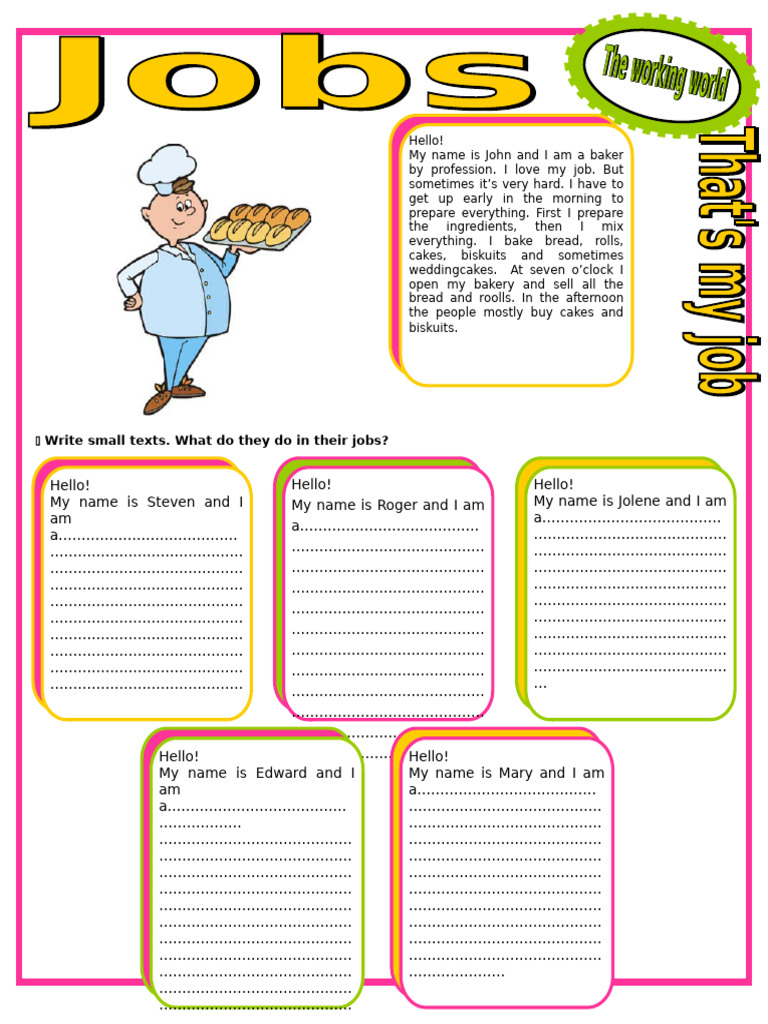 1my Job Fun Activities Games Picture Description Exercises - 32788 | PDF