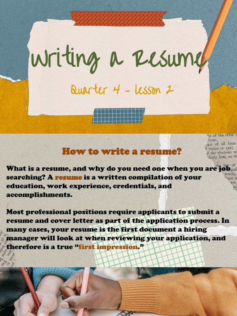 Quarter 4 Lesson 2 Writing Resume | PDF