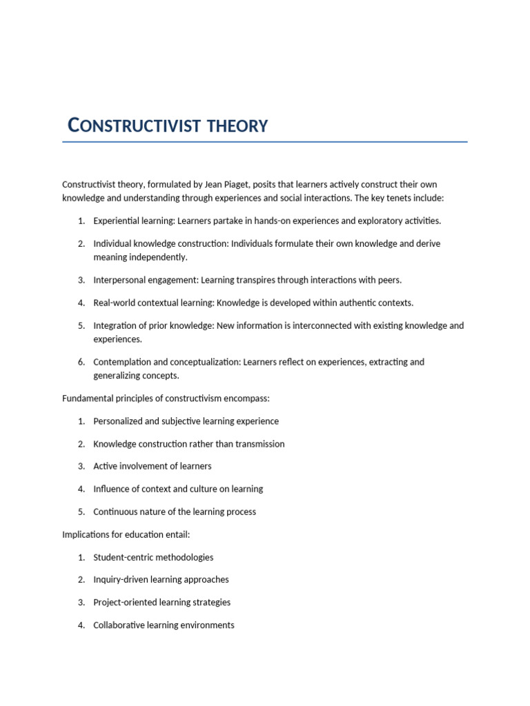 Constructivist Theory | PDF