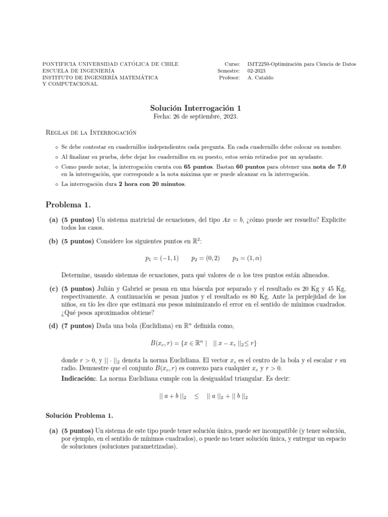 Pauta Interrogación 1 | PDF