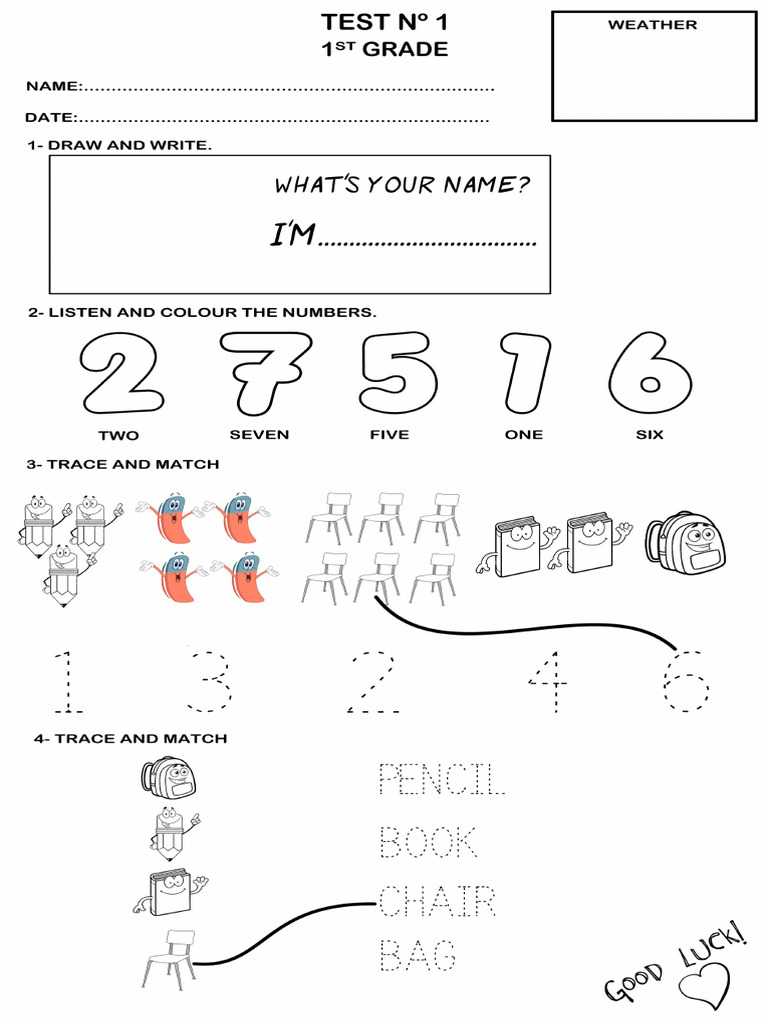 First Grade Test | PDF