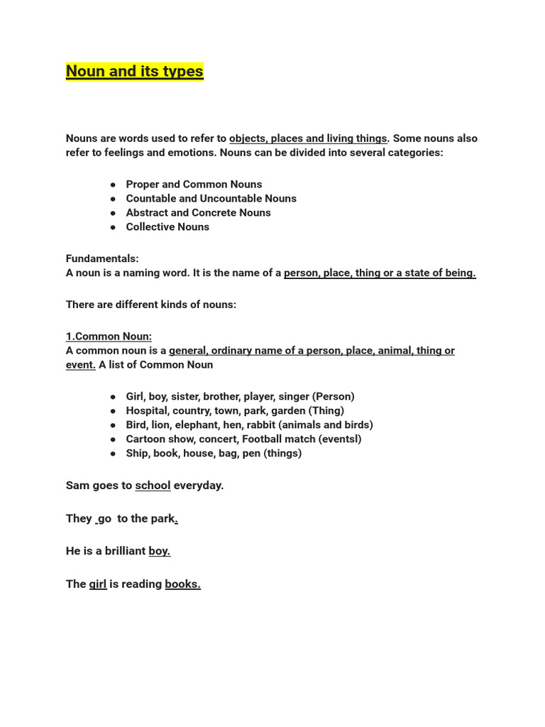 Noun Notes and Homework | PDF | Noun | Courage