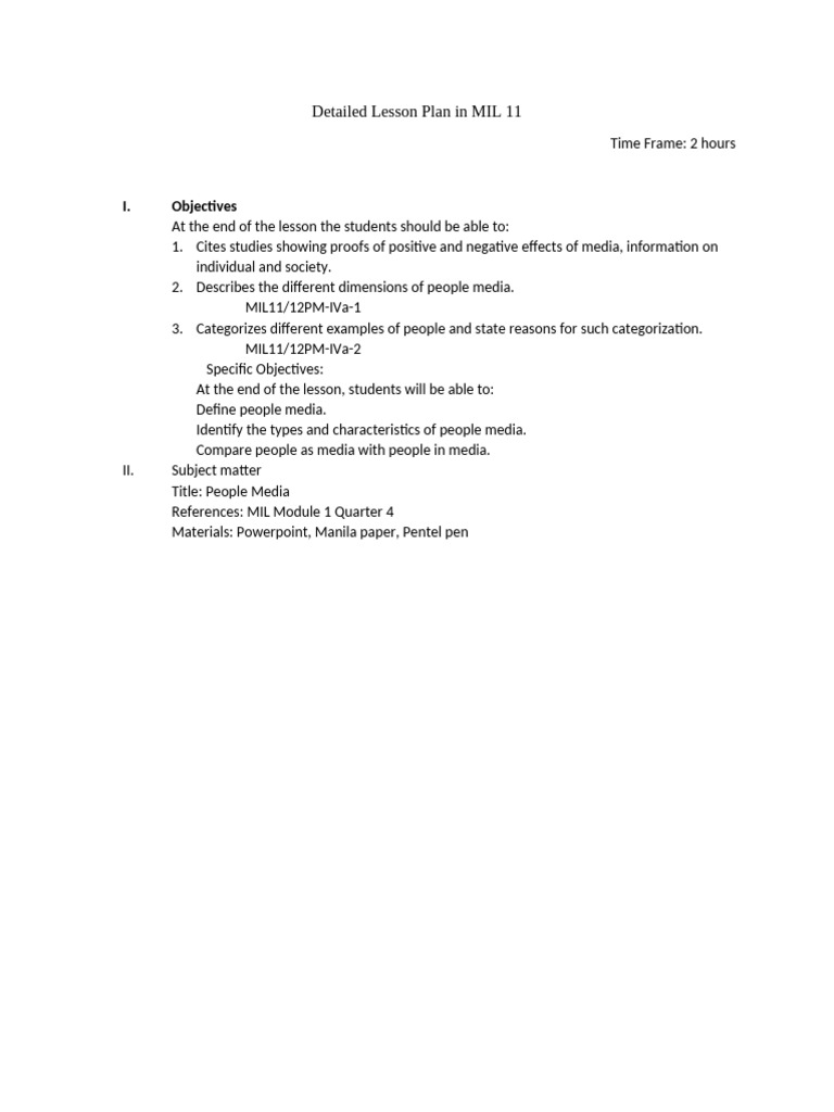 Detailed Lesson Plan in MIL 11 | PDF