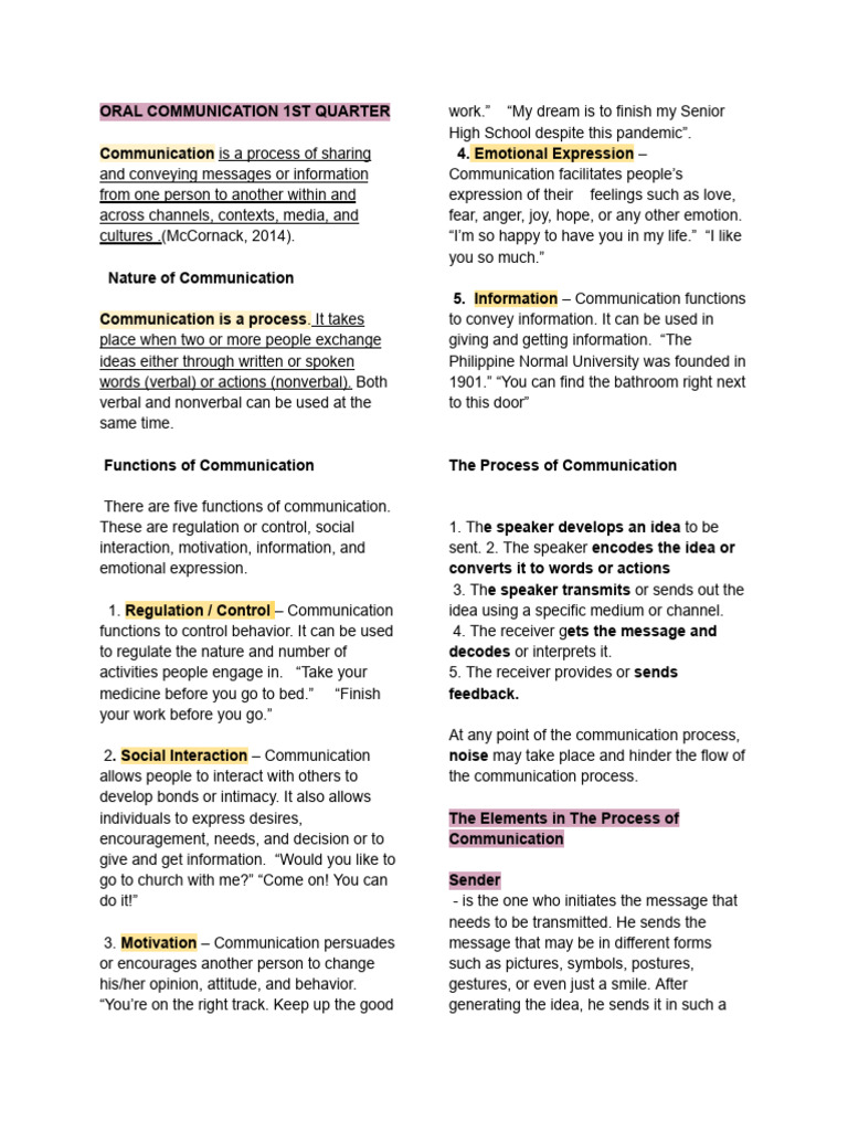 Oral Comm Midterms Reviewer | PDF