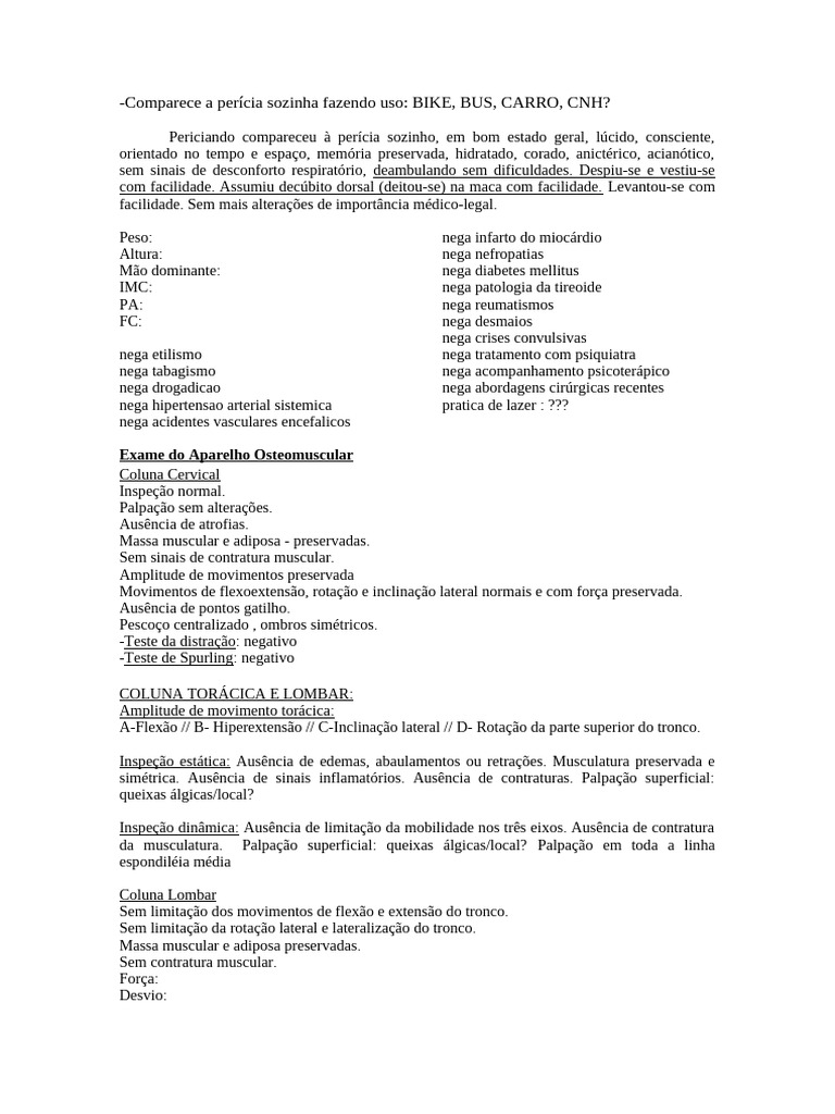 Exame coluna 04 - cervical + lombar + ex.neuro | PDF