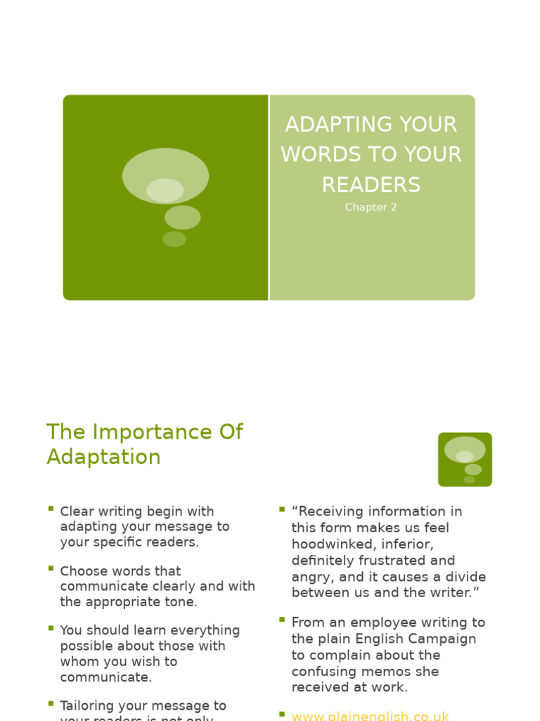 Adapting Your Words To Your Readers | PDF