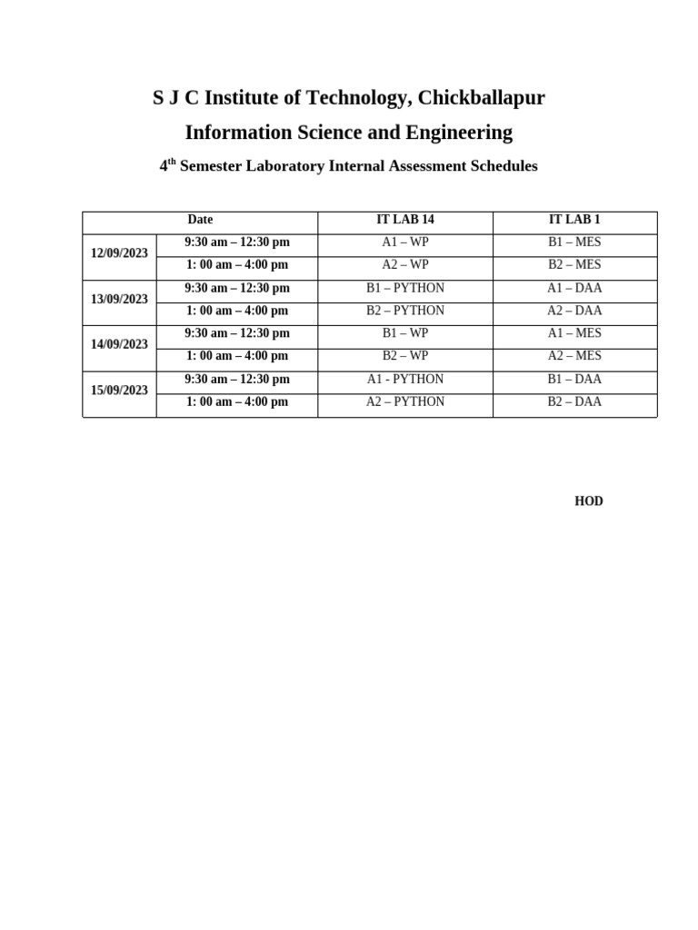 Lab CIE schedules | PDF