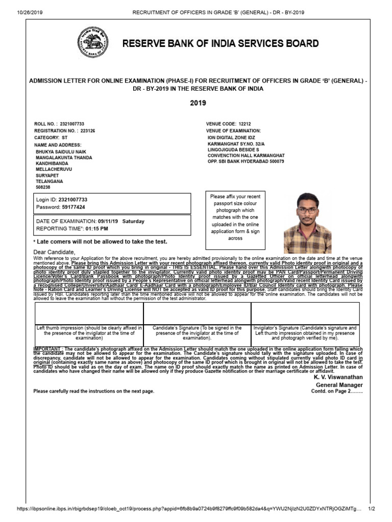 Recruitment of Officers in Grade B' (General) - DR - By-2019 | PDF ...