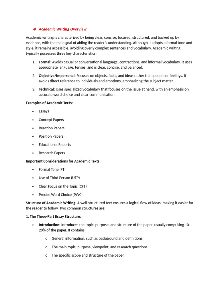 Academic Writing Overview | PDF