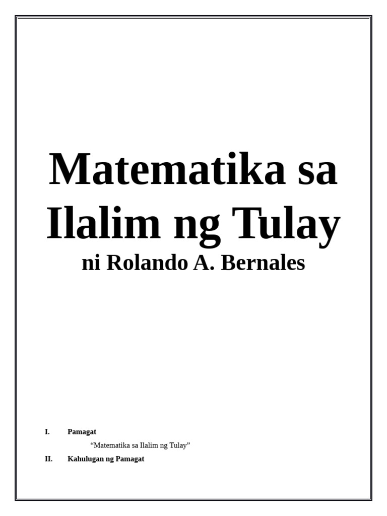 Matematika Sa Ilalim NG Tulay | PDF