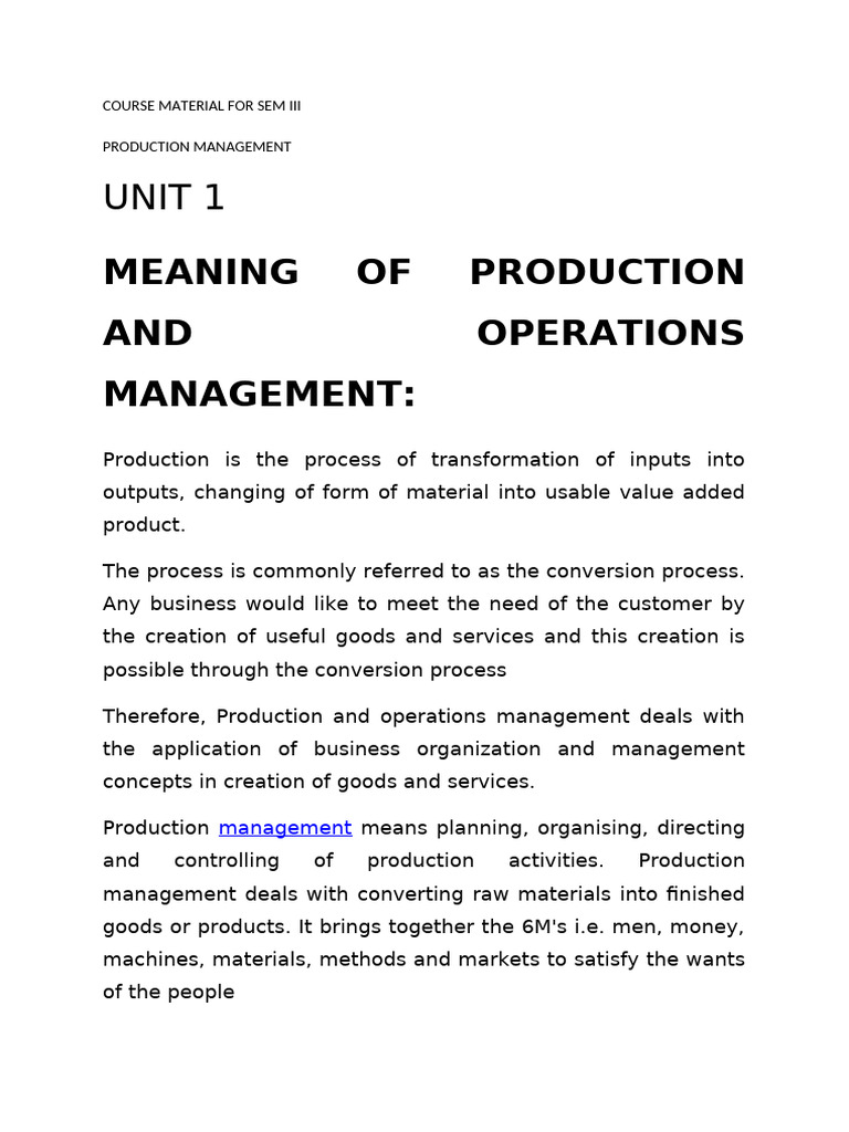 COURSE MATERIAL production management Sem 3 | PDF COURSE MATERIAL production management Sem 3 | PDF