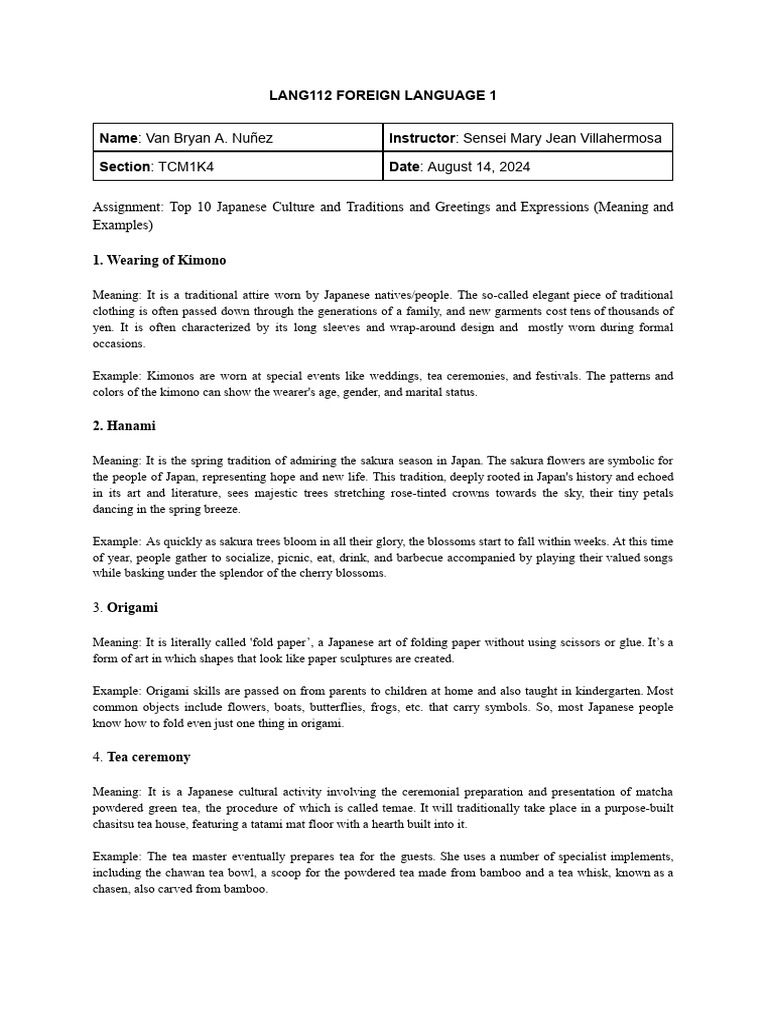 Lang112 Foreign Language 1-1 | PDF