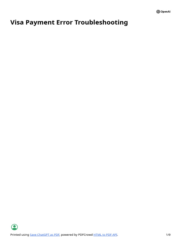 Visa Payment Error Troubleshooting | PDF