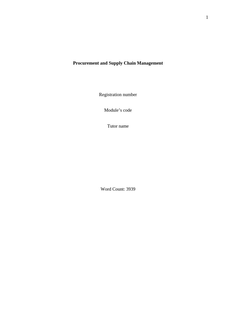 Procurement and Supply Chain Management Assignment | PDF