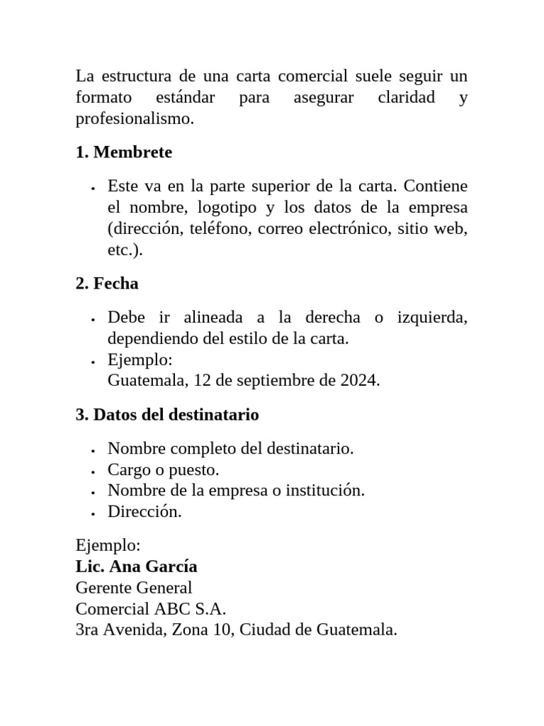 Estructura de La Carta Comercial | PDF | Crecimiento personal y ...