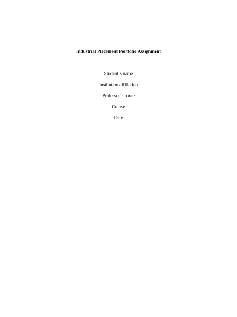 Industrial Placement Portfolio Assignment | PDF