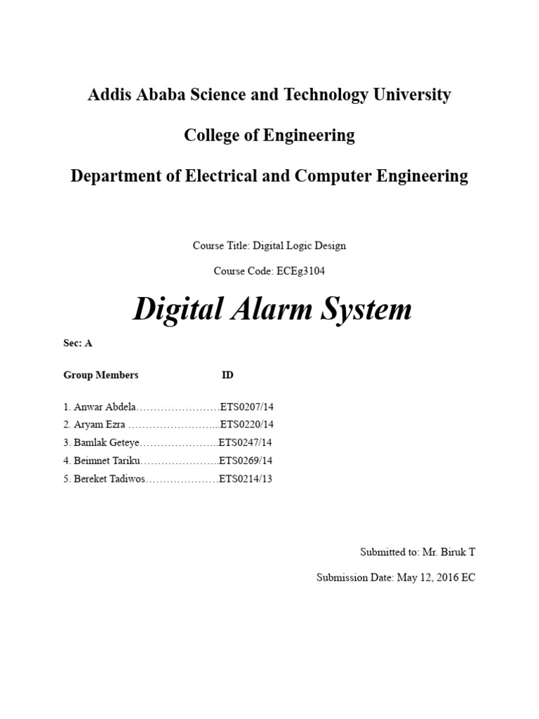 DLD Assignment - 3452alarm System | PDF