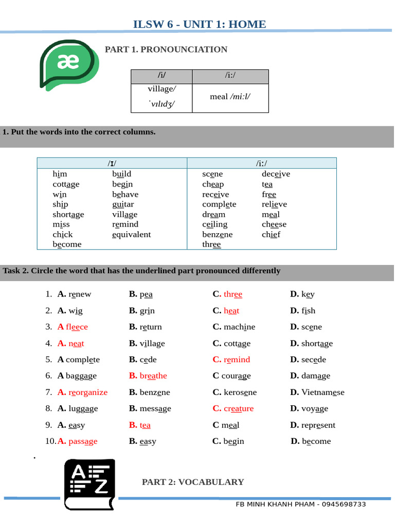 Grade 6 - U1 - Ilsw. Key | PDF