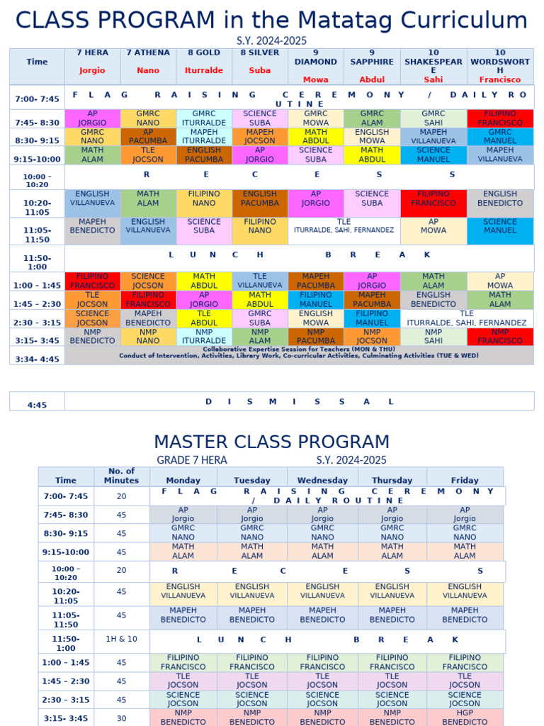 Class Program 2024 1 | PDF