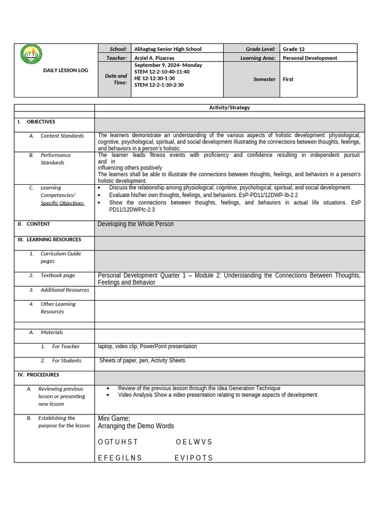 PER DEV 12 Q1W3 | PDF