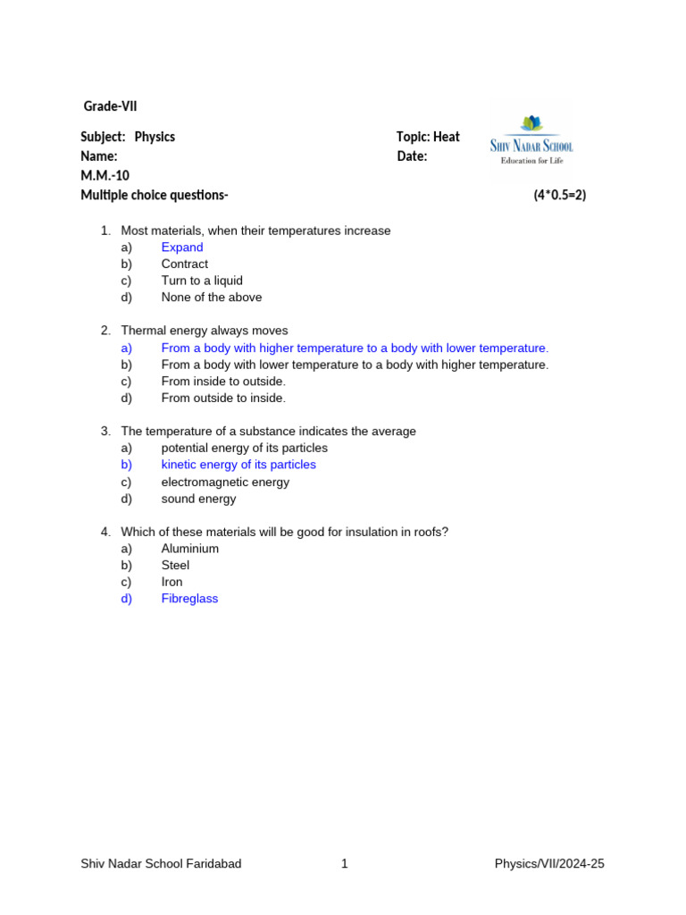 ANSWERS - Heat Practice Questions | PDF