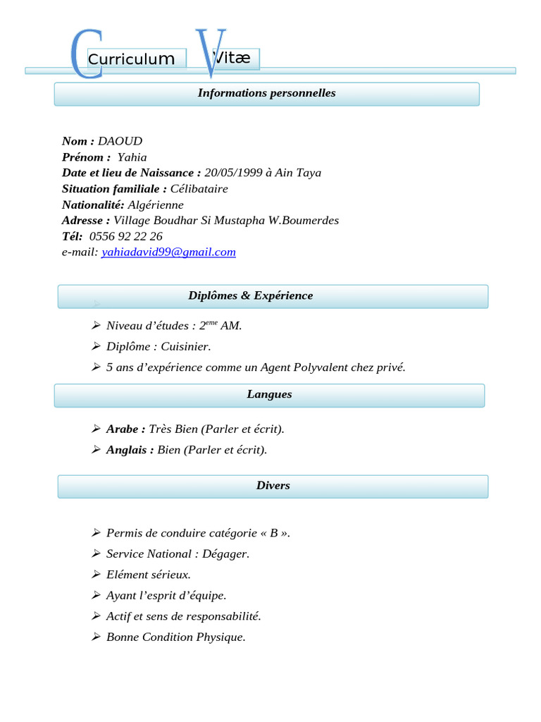 CV Daoud Yahia | PDF