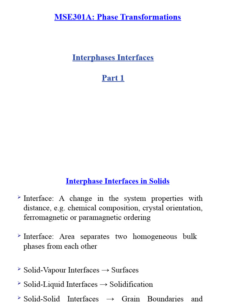 Lecture Interphase Interfaces Part1 | PDF | Crystal Structure | Science & Mathematics