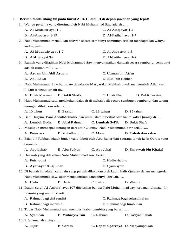 Soal SKI Kelas 4 | PDF