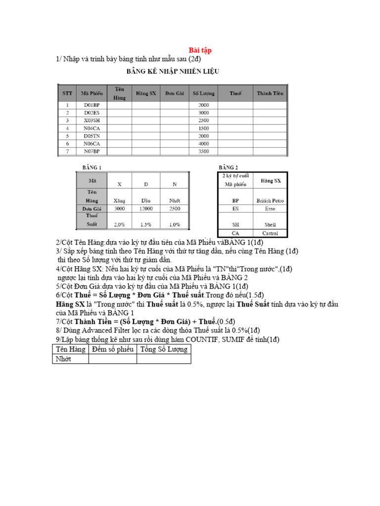 Bài-tập-Excel-6 | PDF