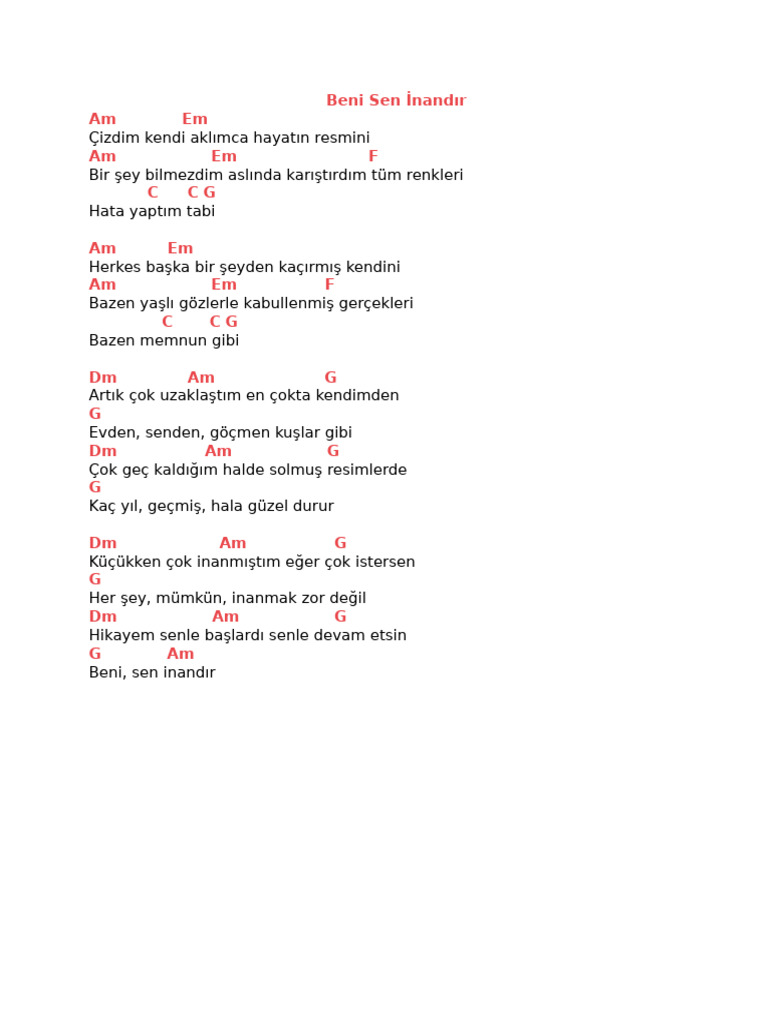 Beni Sen Inandır Akor | PDF