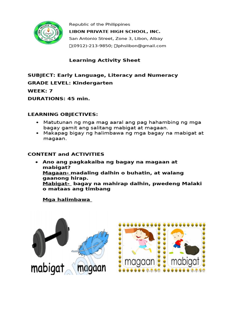 LAS For Kindergarten | PDF