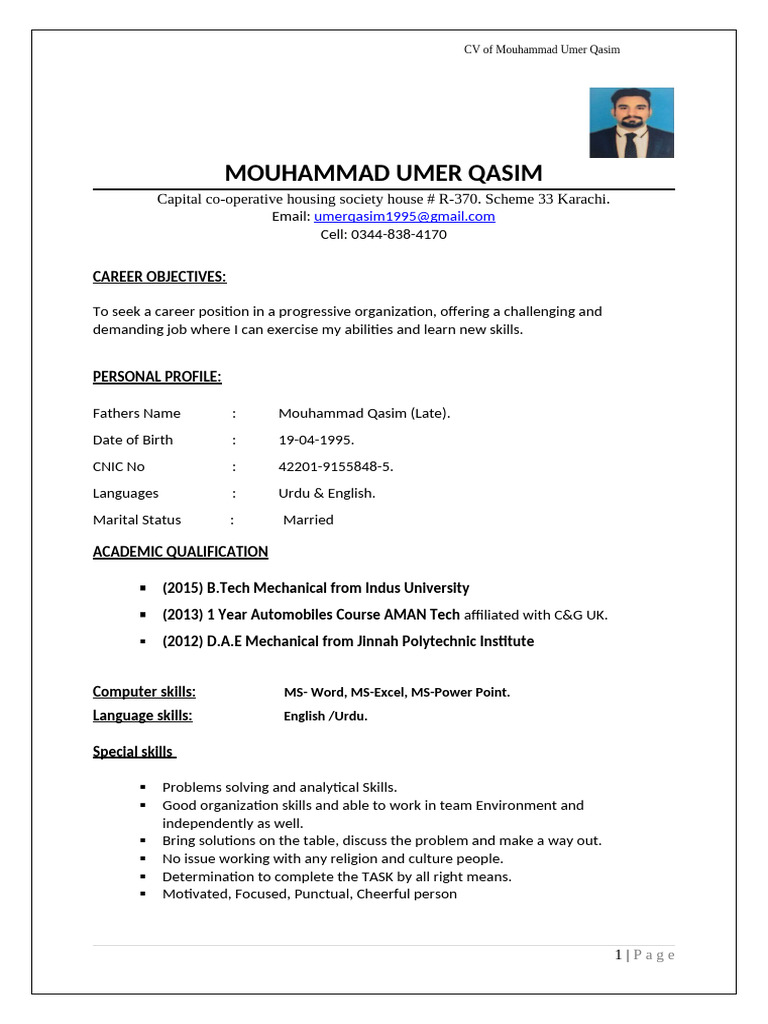 UMER QASIM Master CV | PDF UMER QASIM Master CV | PDF