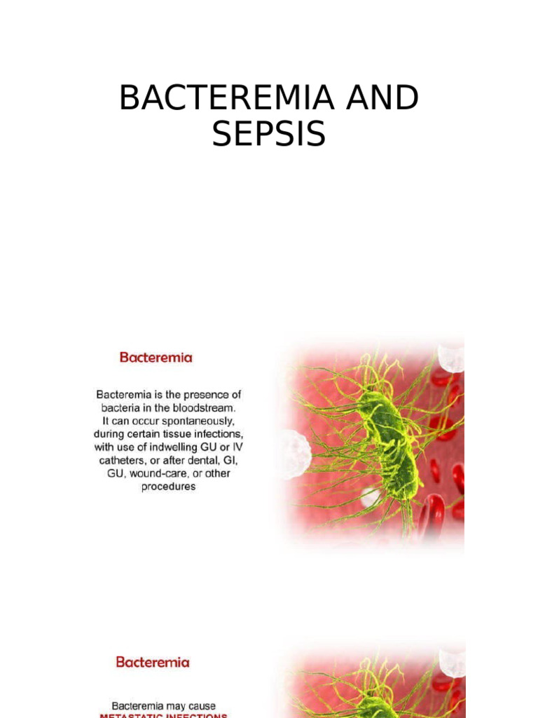 Bacteremia and Sepsis | PDF