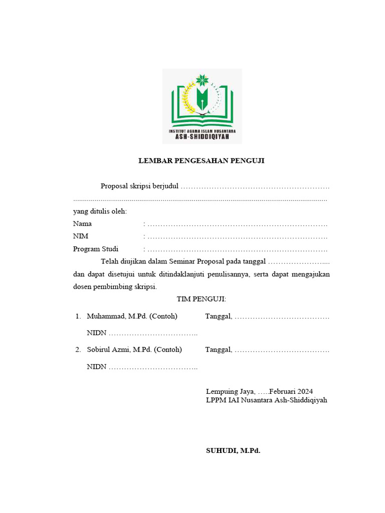 Form Pengesahan Sempro | PDF