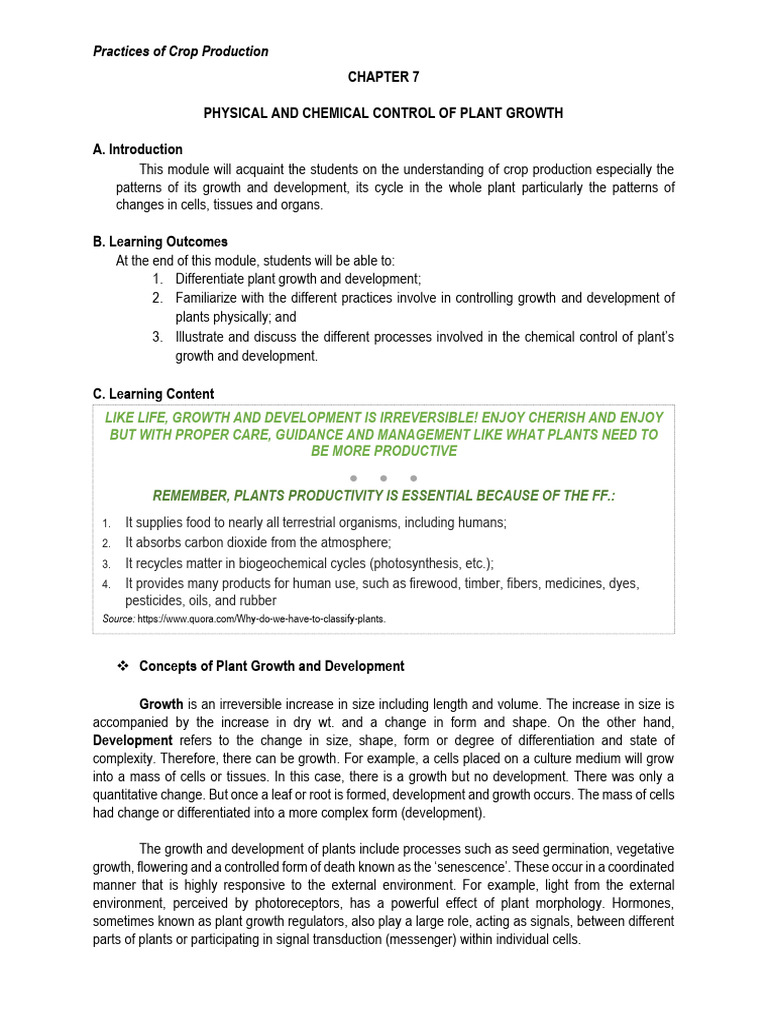 MODULE 7 Physical and Chemical Control of Plant Growth | PDF