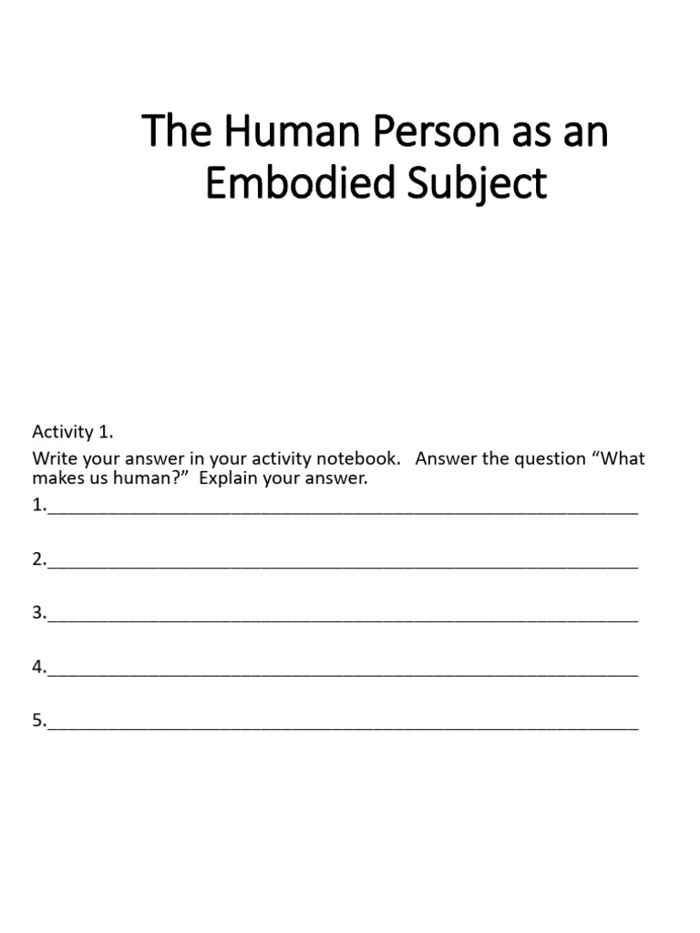 The Human Person As An Embodied Subject | PDF