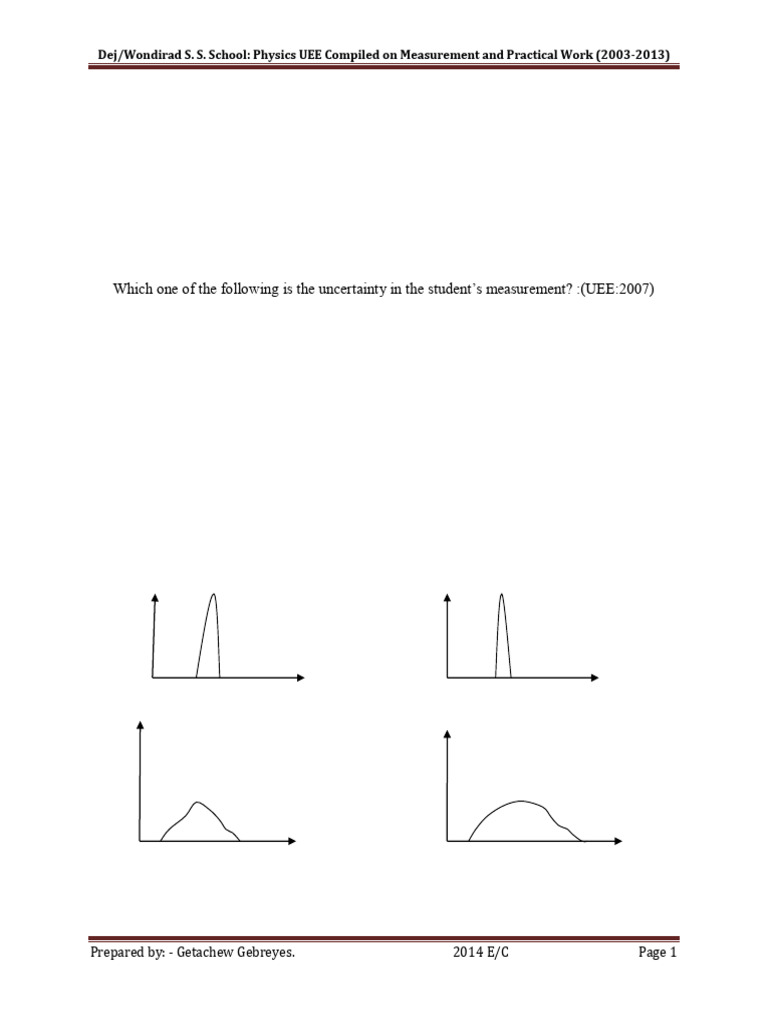 Measurement and Practical Work. UEE (1) | PDF
