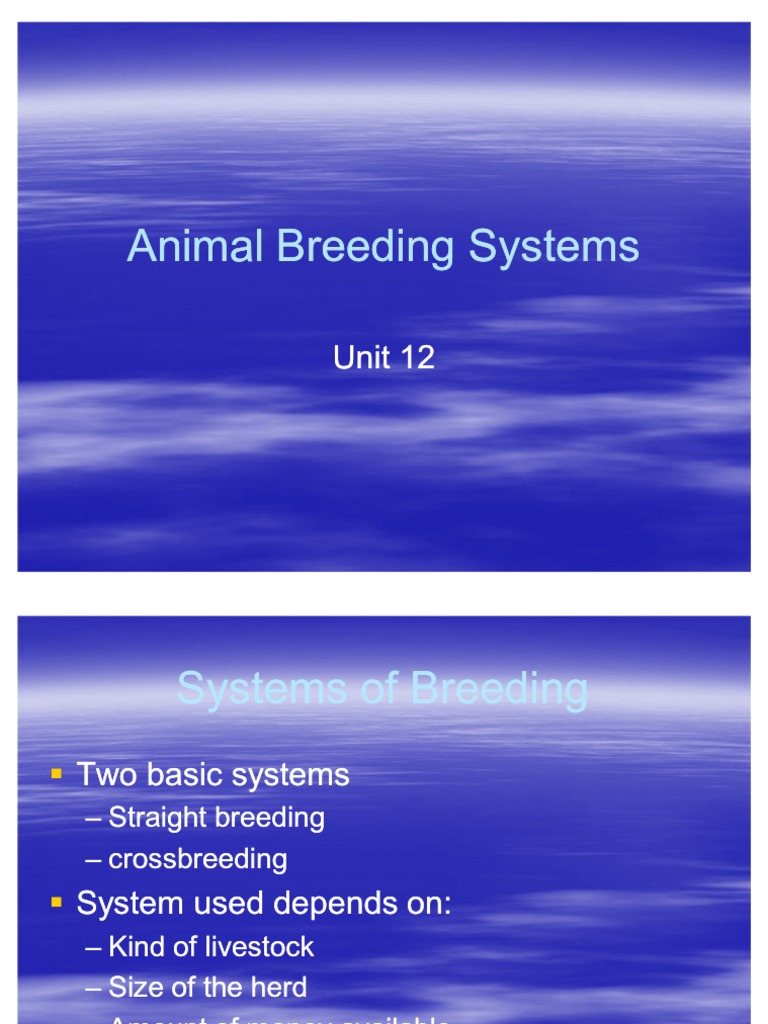 Breeding Systems in Livestock | PDF | Science & Mathematics