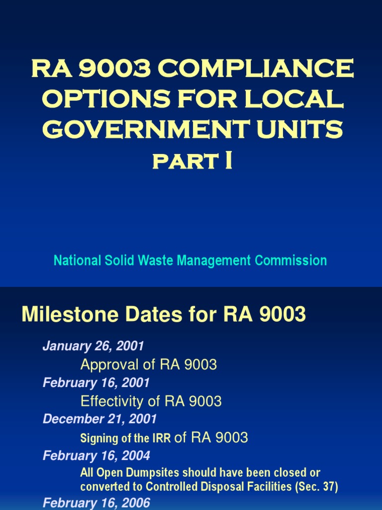 RA 9003 Compliance for LGUs | PDF | Compost | Recycling
