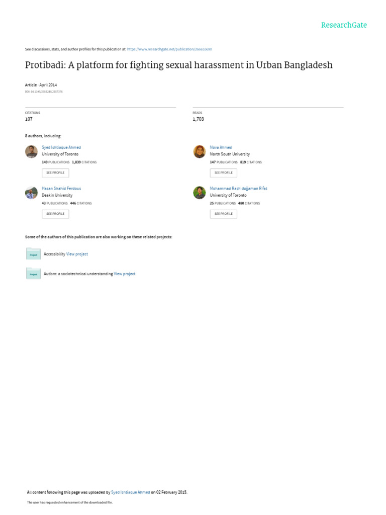 Protibadi A Platform For Fighting Sexual Harassmen | PDF