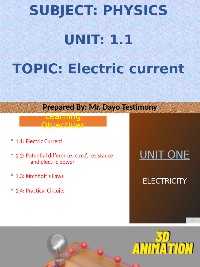 Revision note on Electric current Class 12 | PDF
