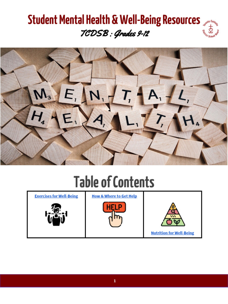 Mental Health & Well Being Student Resources | PDF