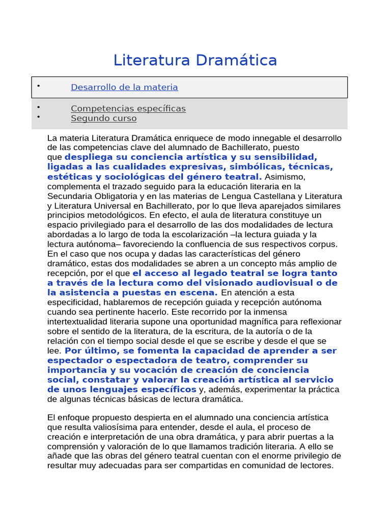 Literatua Dramática | PDF