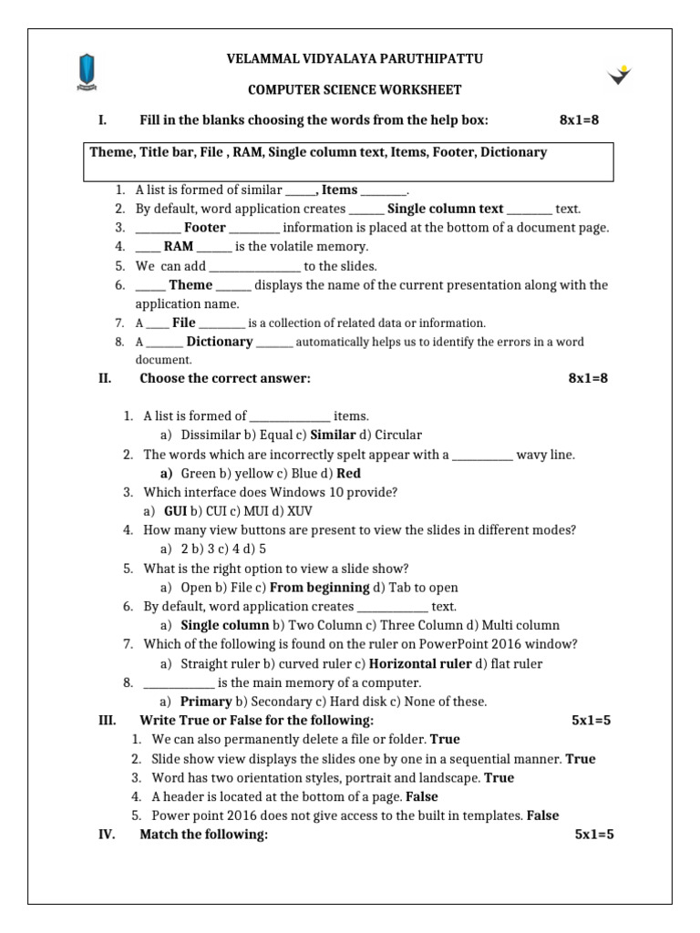 CSC 4TH WORKSHEET ANSWER KEY | PDF CSC 4TH WORKSHEET ANSWER KEY | PDF