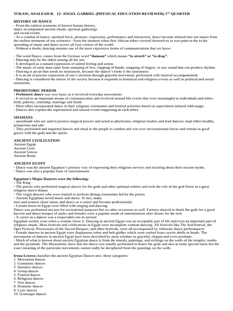 Reviewer For PE 1st Quarter Examination 12 - Angel Gabriel by Analeah | PDF